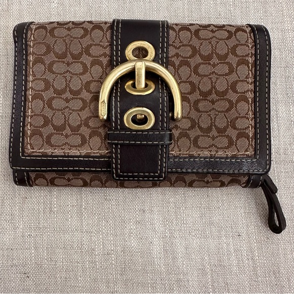 Coach | Bags | Coach Signature Monogram Logo Bifold Wallet | Poshmark